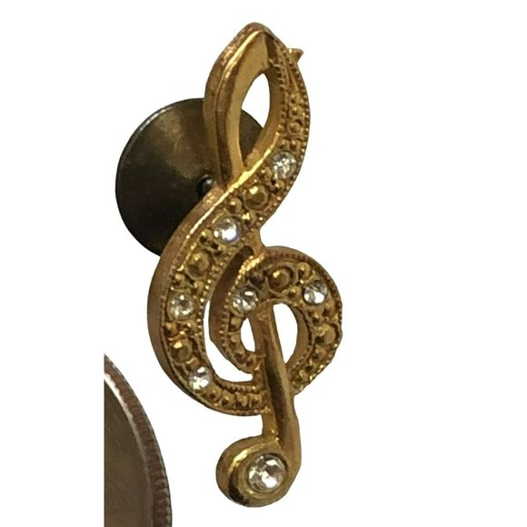 Unbranded | Other | Treble Clef Pin Gold Tone With Rhinestones | Poshmark